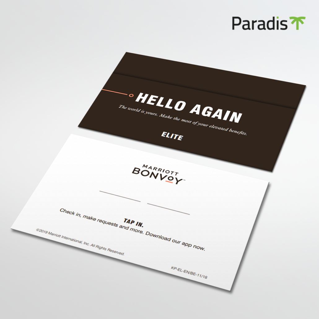Keycard holder Marriott Bonvoy™ Hello Again Elite Key Packet EN – Hotel ...